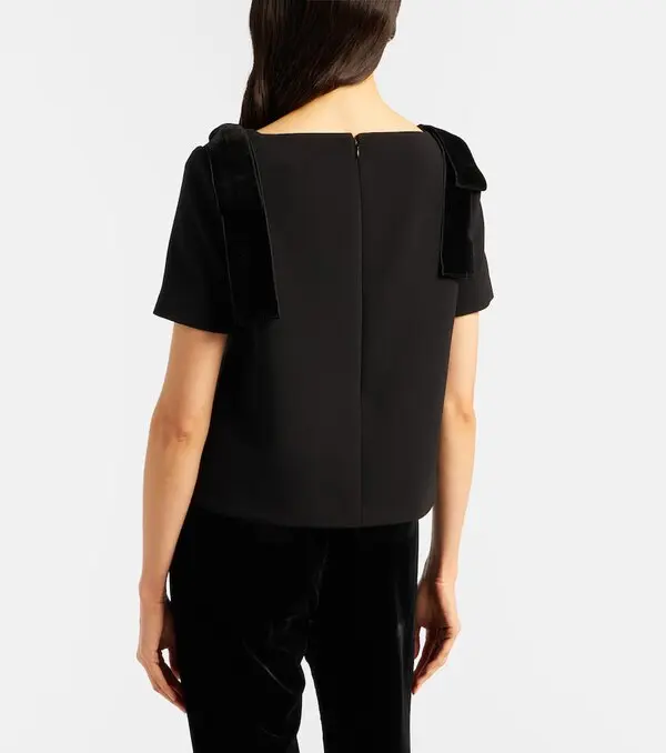 Carolina Herrera Velvet Bow Detail Crêpe Top