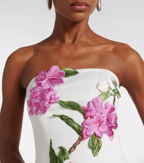 Leo Lin Rayna Floral-Appliqu Bustier Dress - White | Editorialist