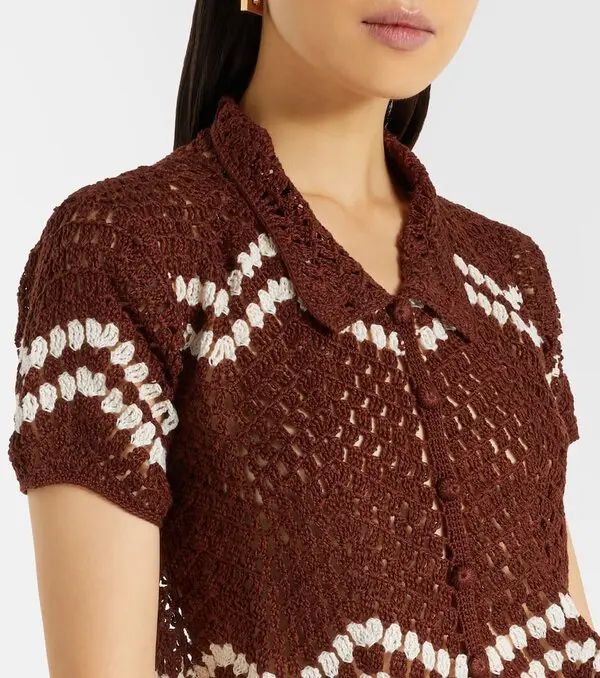 Anna Kosturova Crochet Cropped Cotton Top