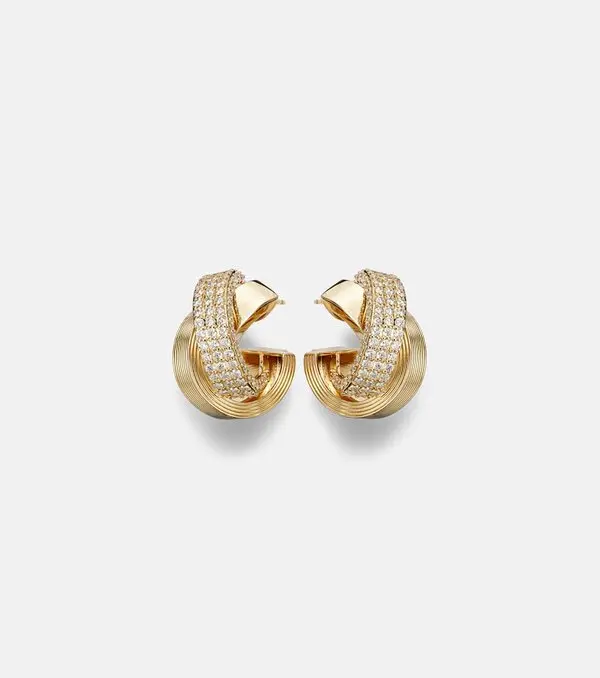 SYDNEY EVAN Tri-link Diamond Hoop Earrings - Gold