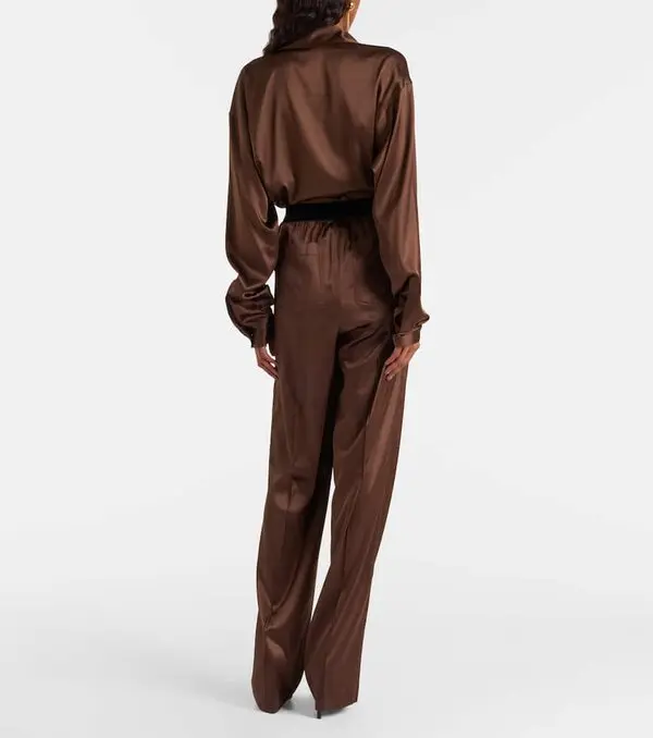 TOM FORD Silk-blend Straight Pants - Brown