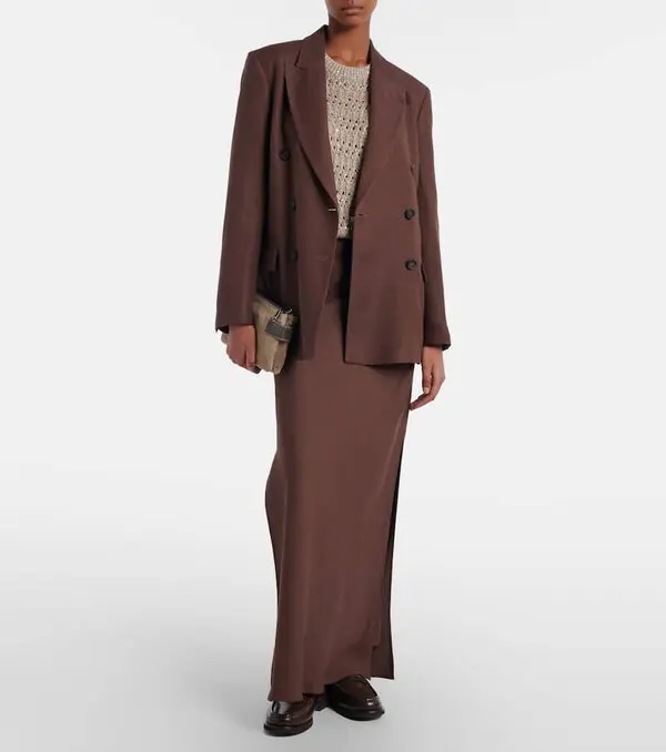 Brunello Cucinelli Twill Maxi Skirt - Brown