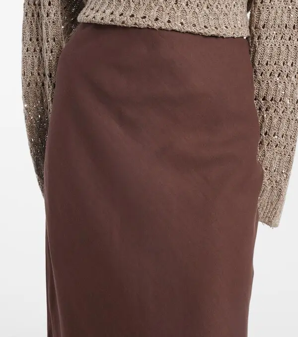 Brunello Cucinelli Twill Maxi Skirt - Brown