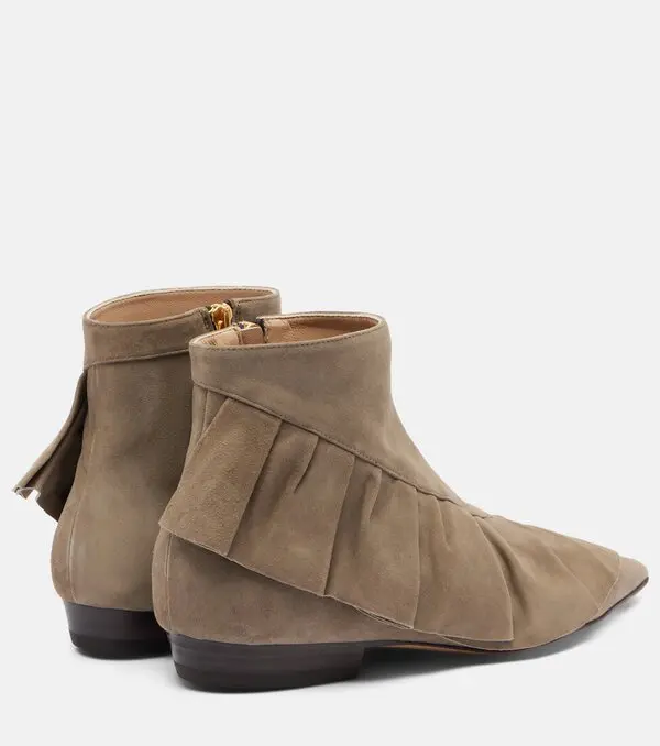 JW Anderson Ruffled Suede Ankle Boots - Grey