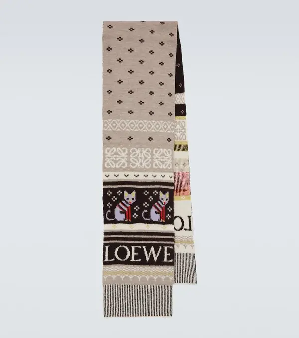 Loewe X Louis Wain Wool-blend Jacquard Scarf - Multicoloured