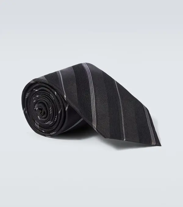 Brunello Cucinelli Striped Silk Tie - Black