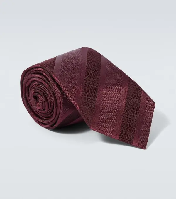 Brunello Cucinelli Striped Silk Tie - Burgundy