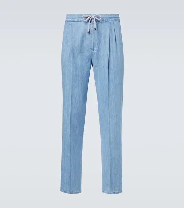Brunello Cucinelli Pleated Straight-leg Cotton Trousers