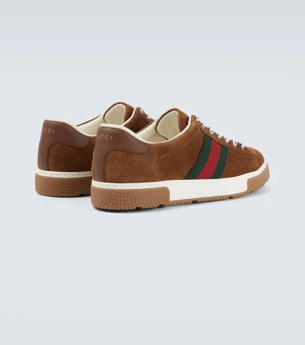 Gucci Ace Web Stripe Suede Sneakers