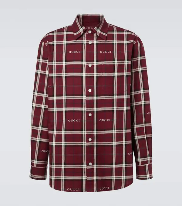 Gucci Script Plaid Cotton Jacquard Shirt