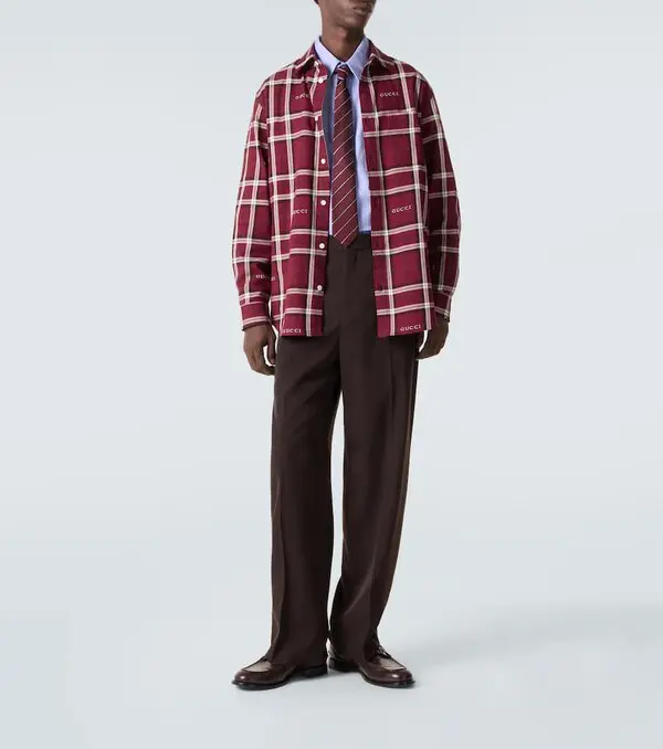 Gucci Script Plaid Cotton Jacquard Shirt