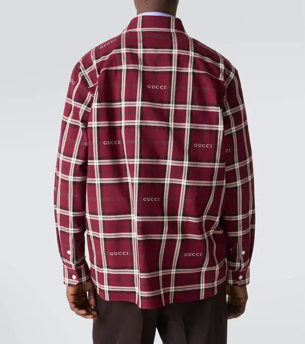 Gucci Script Plaid Cotton Jacquard Shirt