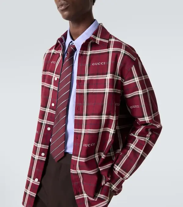 Gucci Script Plaid Cotton Jacquard Shirt