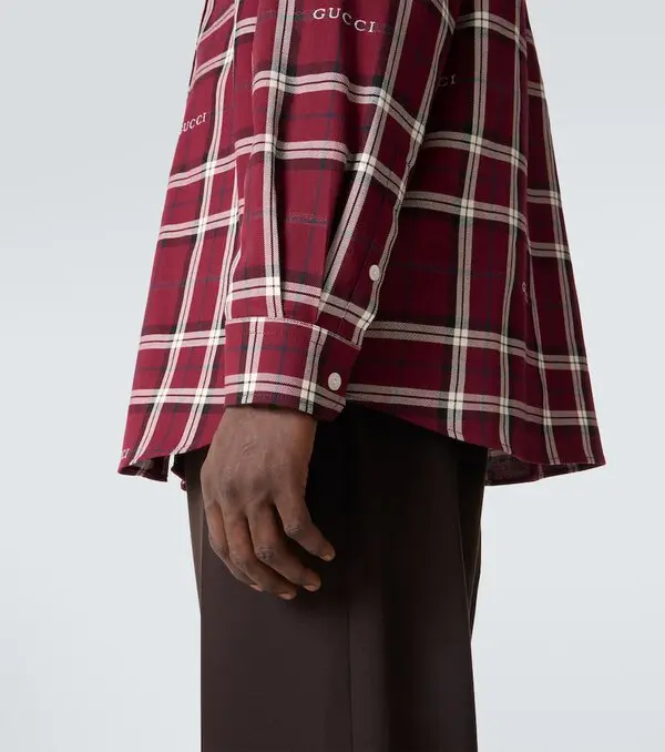 Gucci Script Plaid Cotton Jacquard Shirt