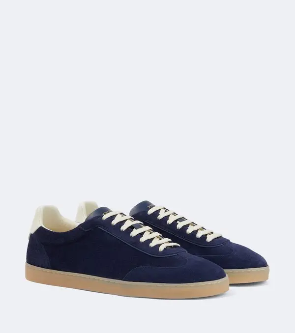 Brunello Cucinelli Suede Leather Trimmed Sneakers - Blue