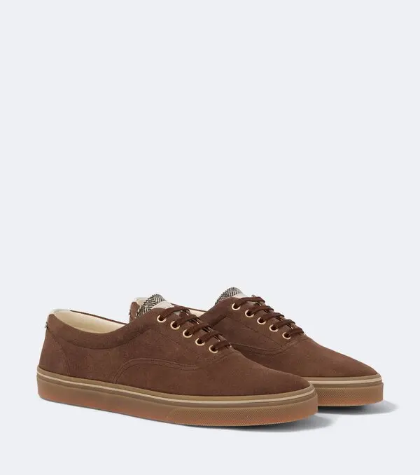 Brunello Cucinelli Suede Leather Trimmed Sneakers - Brown