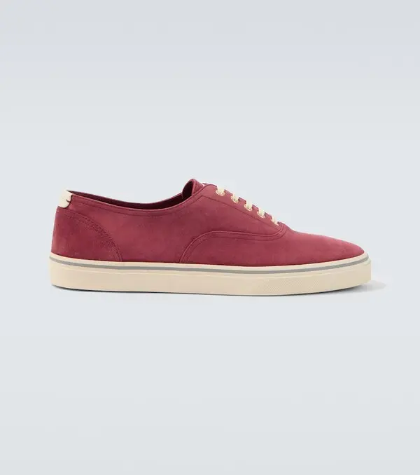 Brunello Cucinelli Suede Lace-up Sneakers - Red