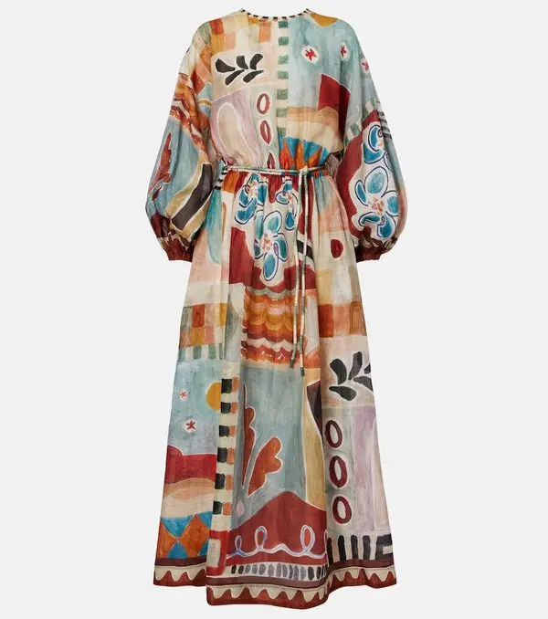 ALEMAIS Alémais X Lrnce Michelle Printed Ramie Midi Dress - Multicoloured