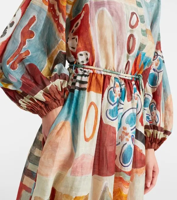 ALEMAIS Alémais X Lrnce Michelle Printed Ramie Midi Dress - Multicoloured