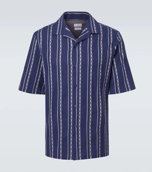 Brunello Cucinelli Printed Cotton Bowling Shirt