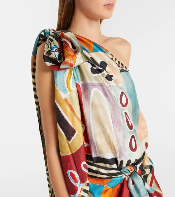 ALEMAIS Alémais X Lrnce One-shoulder Silk Midi Dress