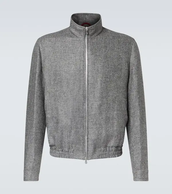 Brunello Cucinelli Silk, Linen, And Wool Blend Jacket - Grey