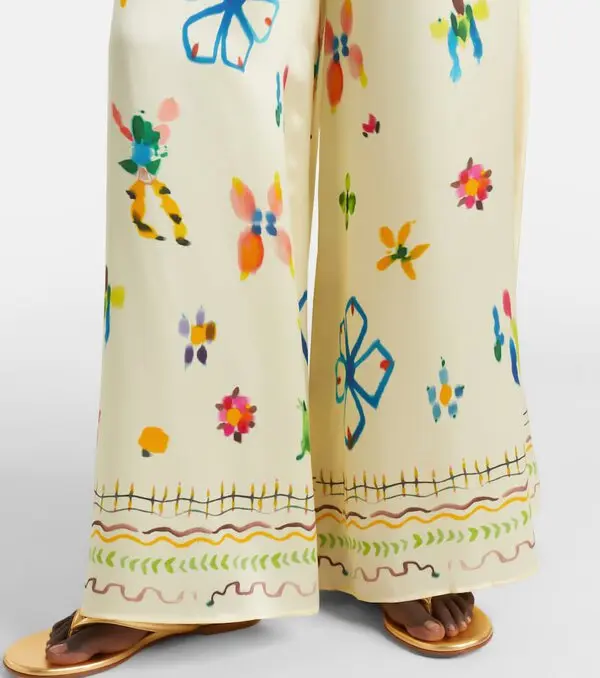 ALEMAIS Alémais Sidi Floral Silk Palazzo Pants