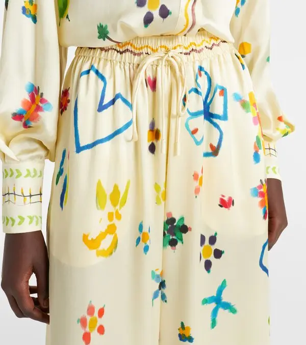 ALEMAIS Alémais Sidi Floral Silk Palazzo Pants