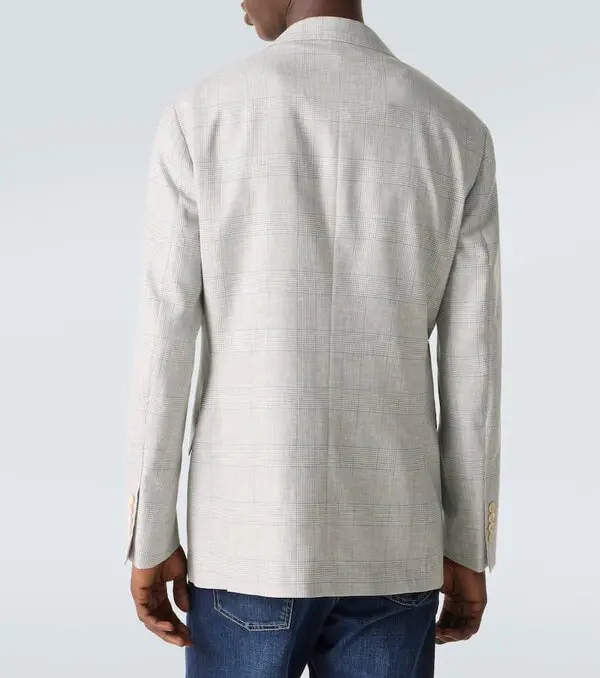 Brunello Cucinelli Checked Double-breasted Wool Blazer