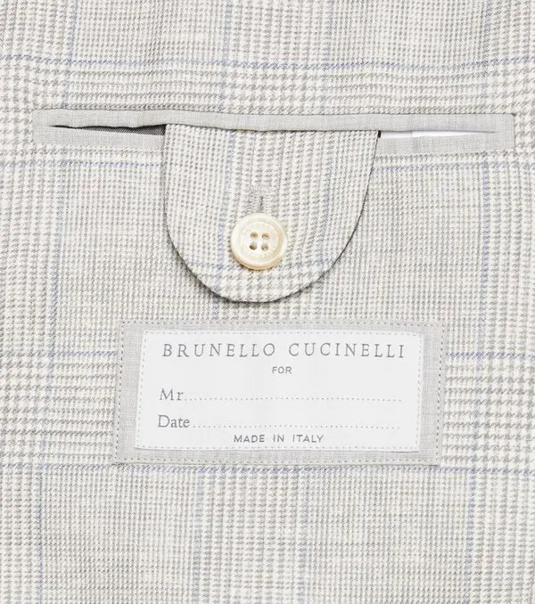 Brunello Cucinelli Checked Double-breasted Wool Blazer