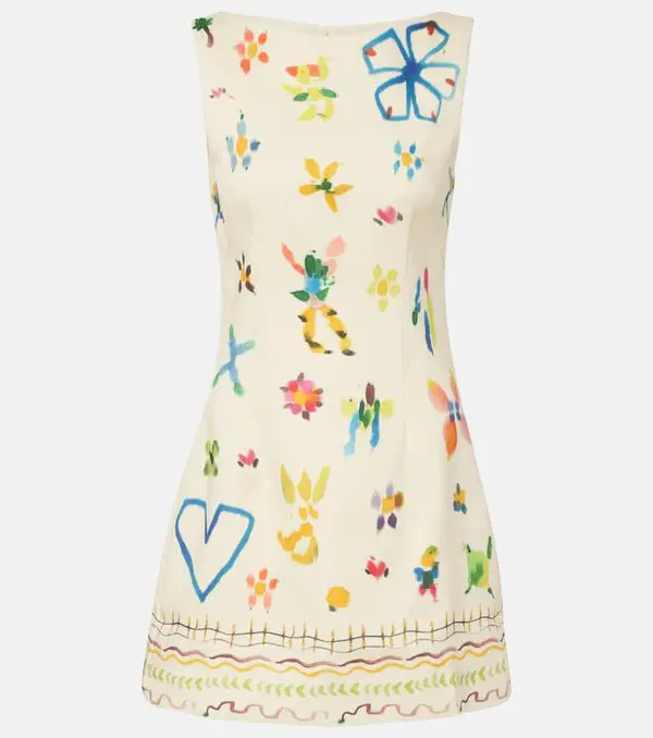 ALEMAIS Sidi Floral Linen-blend Minidress - Multicoloured