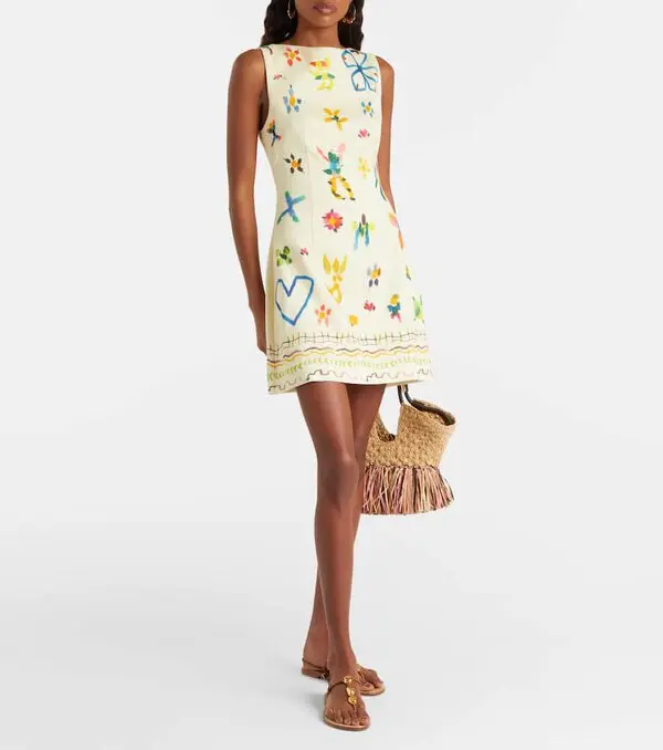ALEMAIS Sidi Floral Linen-blend Minidress - Multicoloured