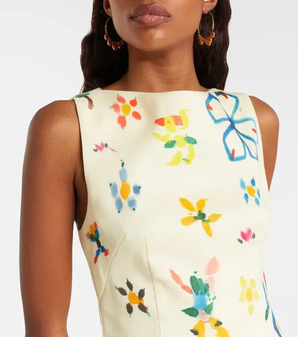 ALEMAIS Sidi Floral Linen-blend Minidress - Multicoloured