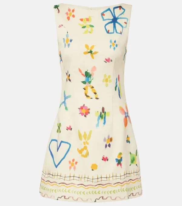 ALEMAIS Alémais Sidi Floral Linen-blend Minidress - Multicoloured