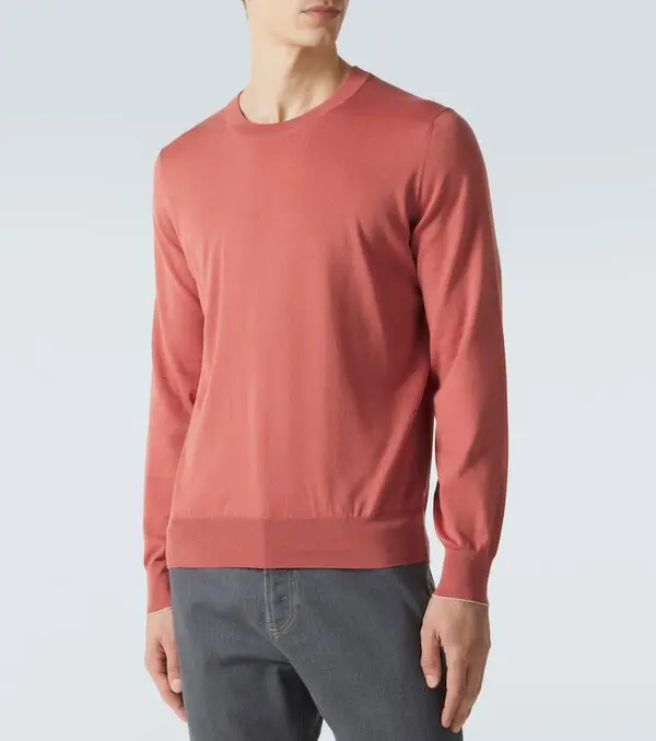 Brunello Cucinelli Crew Neck Cotton Sweater - White