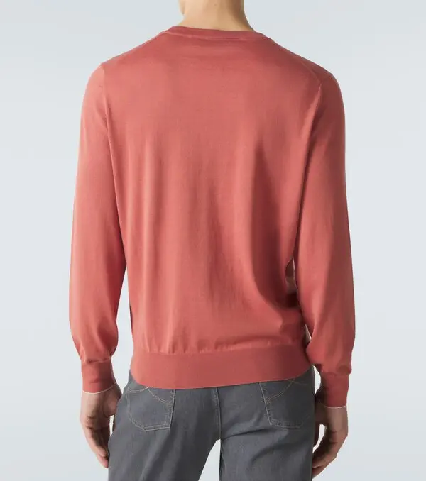 Brunello Cucinelli Crew Neck Cotton Sweater - White