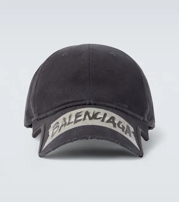 Balenciaga Masking Tape Cotton Drill Baseball Cap - Black