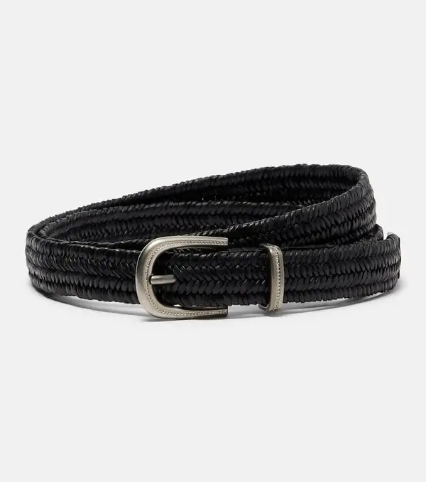 Brunello Cucinelli Braided Leather Belt - Black