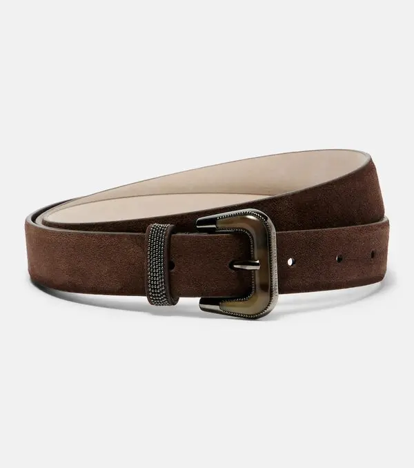 Brunello Cucinelli Monili Suede Belt - Brown