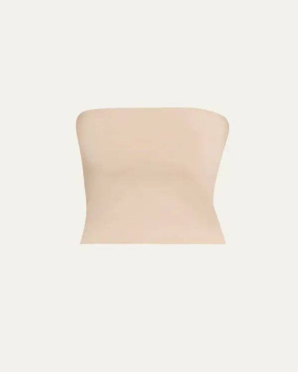 Brunello Cucinelli Strapless Jersey Crop Tube Top - Talc