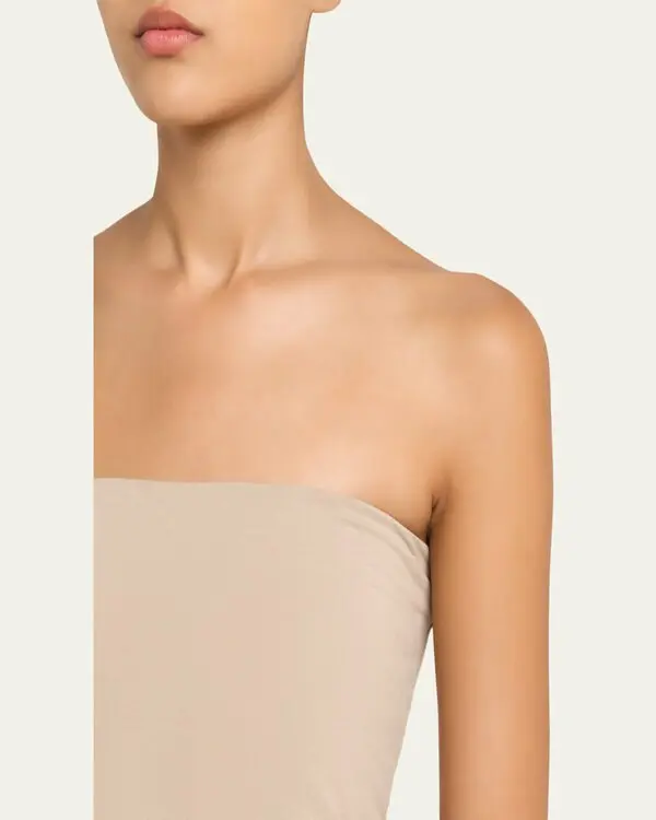 Brunello Cucinelli Strapless Jersey Crop Tube Top - Talc