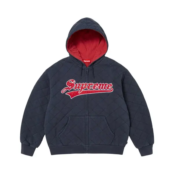 Supreme Quilted Zip Up Hooded Sweatshirt