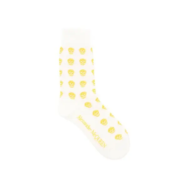 Alexander McQueen Skull Logo Print Socks - White
