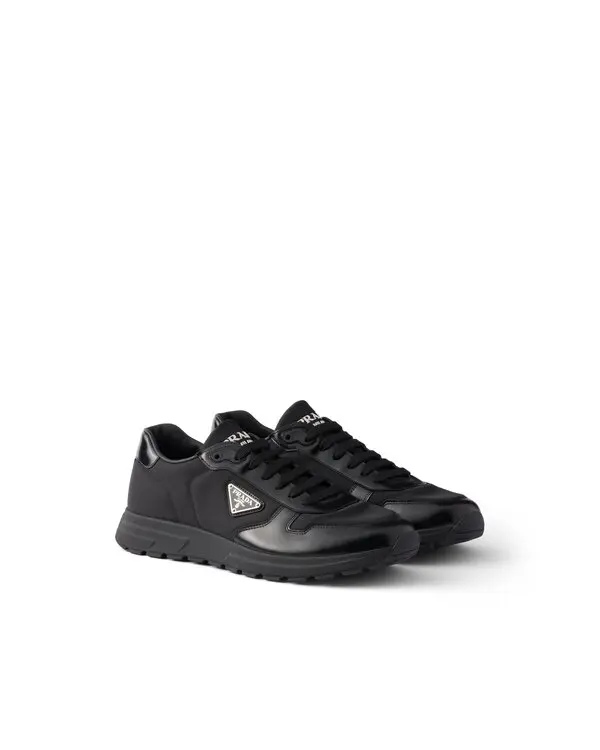 Prada Prax 01 Re-nylon And Brushed Leather Sneakers - Black