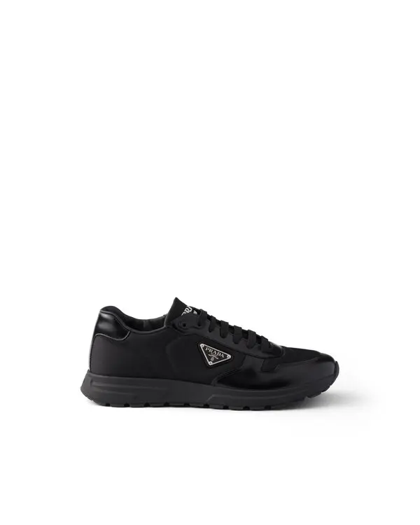 Prada Prax 01 Re-nylon And Brushed Leather Sneakers - Black