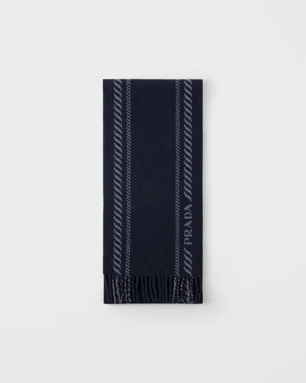 Prada Wool And Cashmere Scarf - Navy