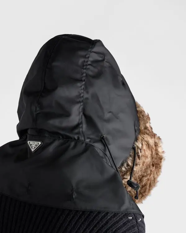 Prada Re-nylon And Shearling Hood