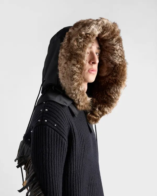 Prada Re-nylon And Shearling Hood