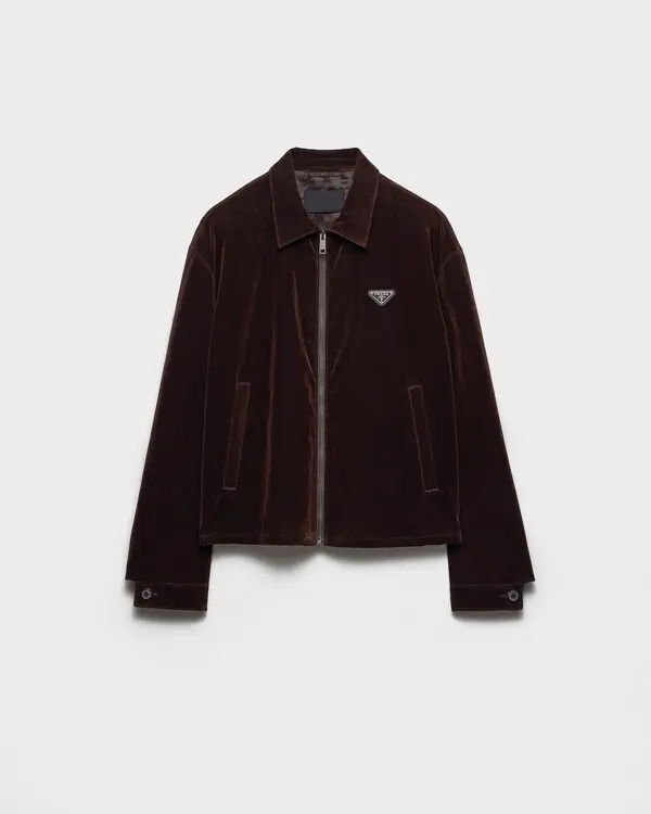 Prada Cotton Velvet Blouson Jacket - Ebony | Editorialist