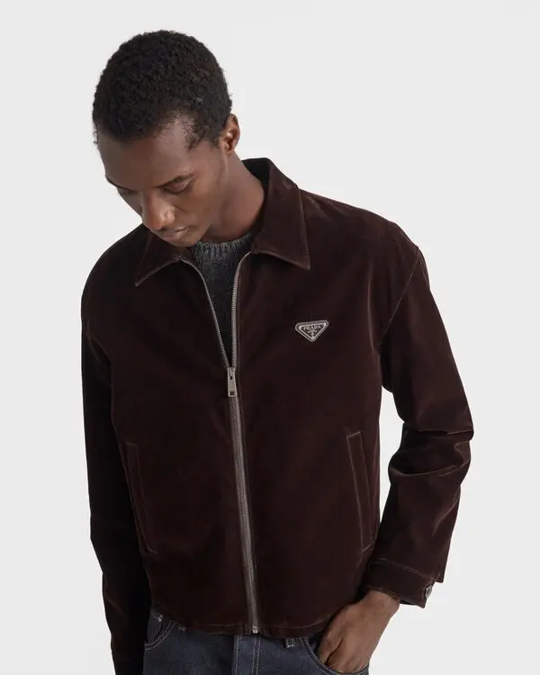 Prada Cotton Velvet Blouson Jacket - Ebony | Editorialist